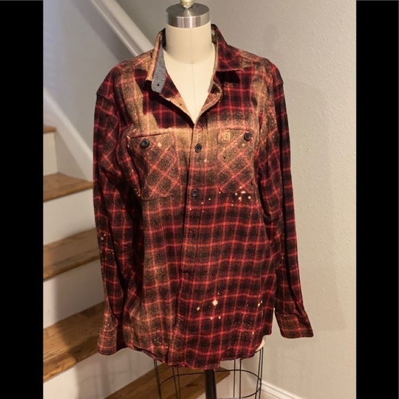 Coleman | Shirts | Coleman Bleach Splattered Tye Die Work Shirt Red ...